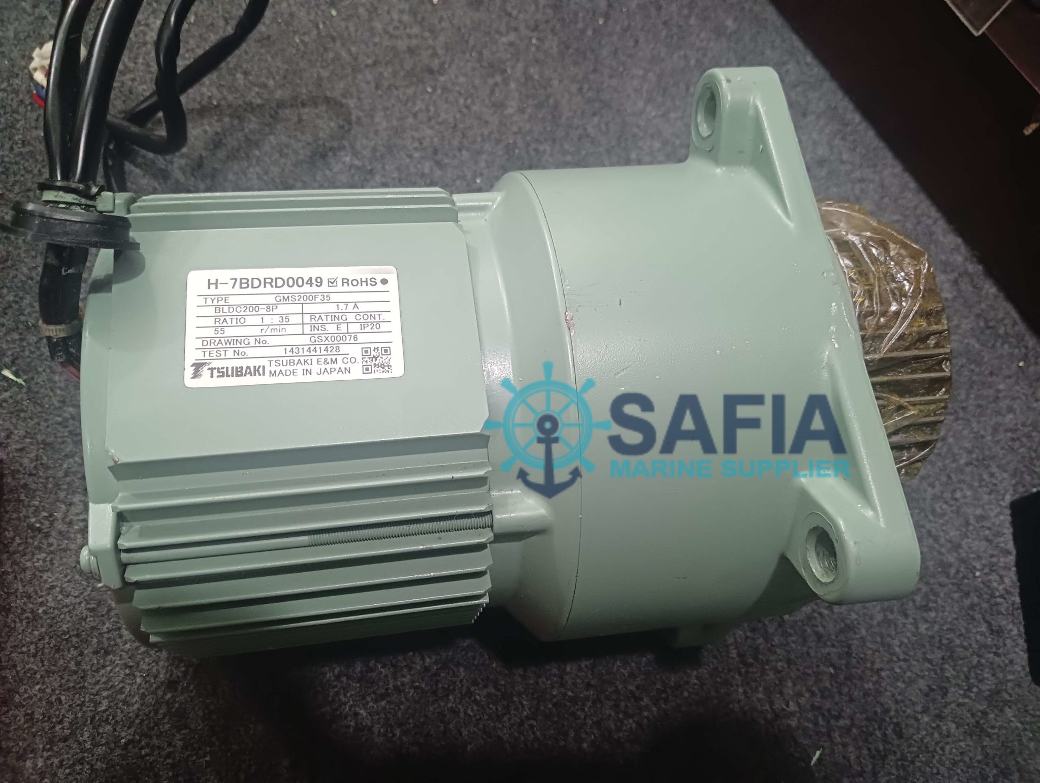 GMS200F35 H-7BDRD0049 TSUBAKI RADAR MOTOR ASSEMBLY WITH GEAR